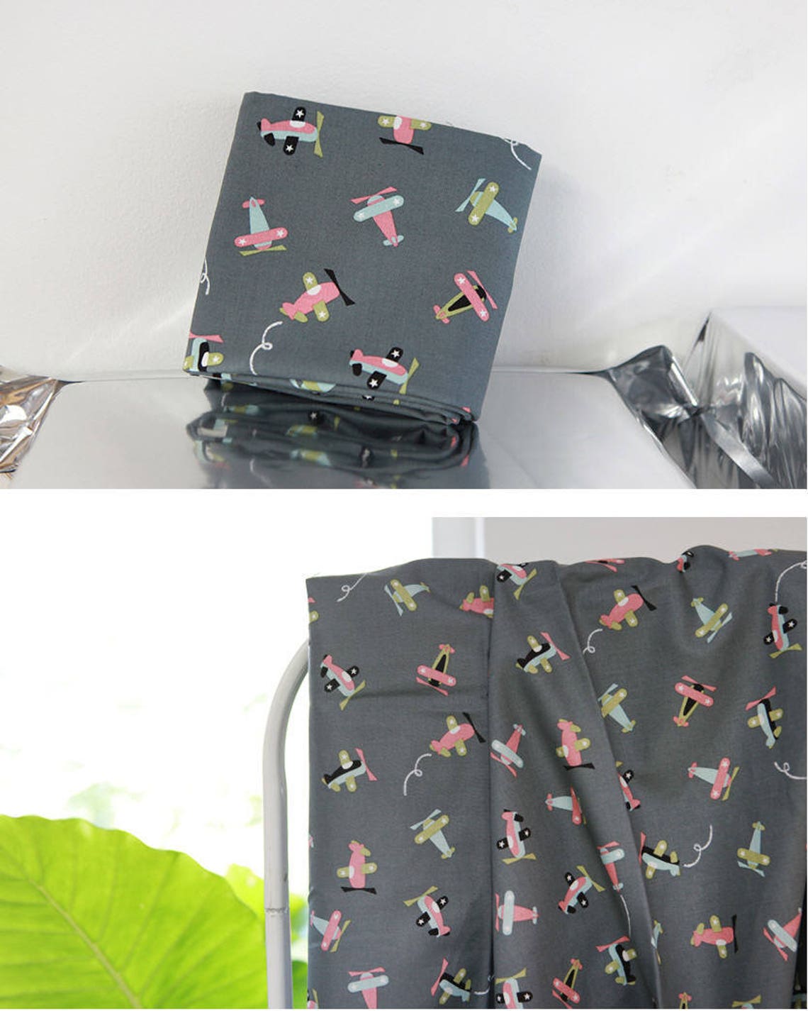 Airplane Cotton Fabric Brown Gray or Navy by the Yard - Etsy