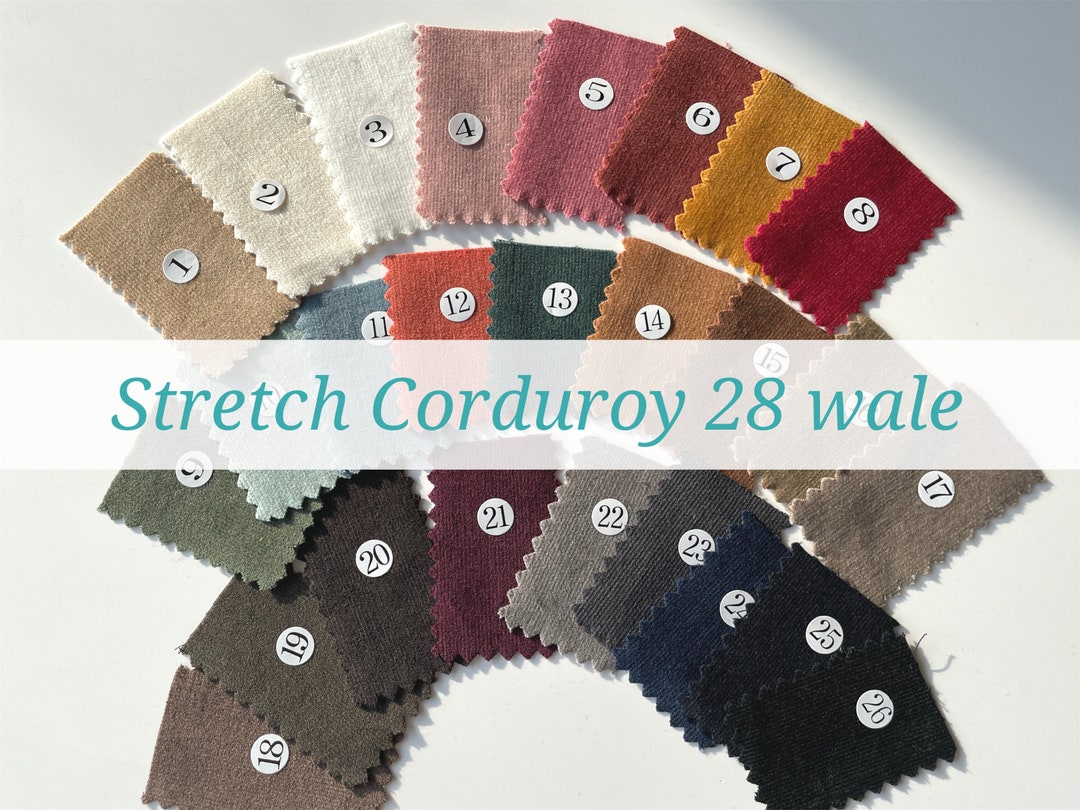 28 Wales Pinwale Spandex Cotton Corduroy - 26 Colors - Fine Wale ...