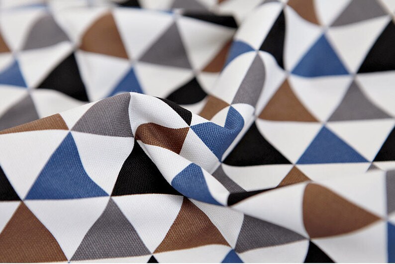 Triangles Oxford Cotton Fabric - Green Blue or Brown Black - Geometric ...