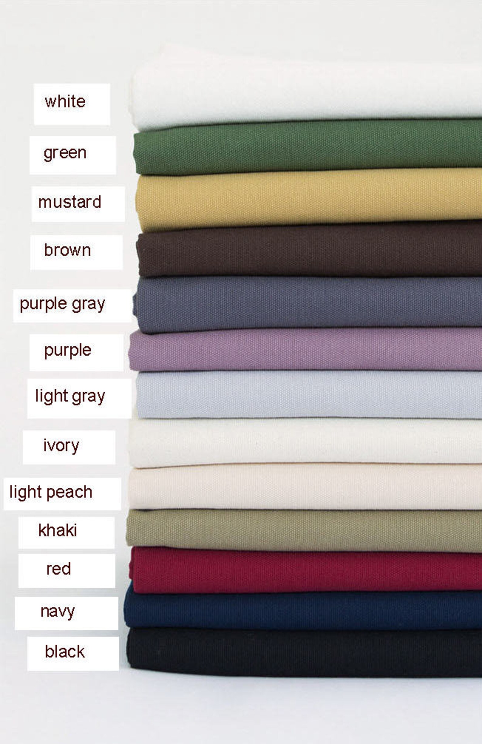 Solid Cotton Canvas Fabric - 13 Colors - 59" Wide - by the Yard 105563 ...