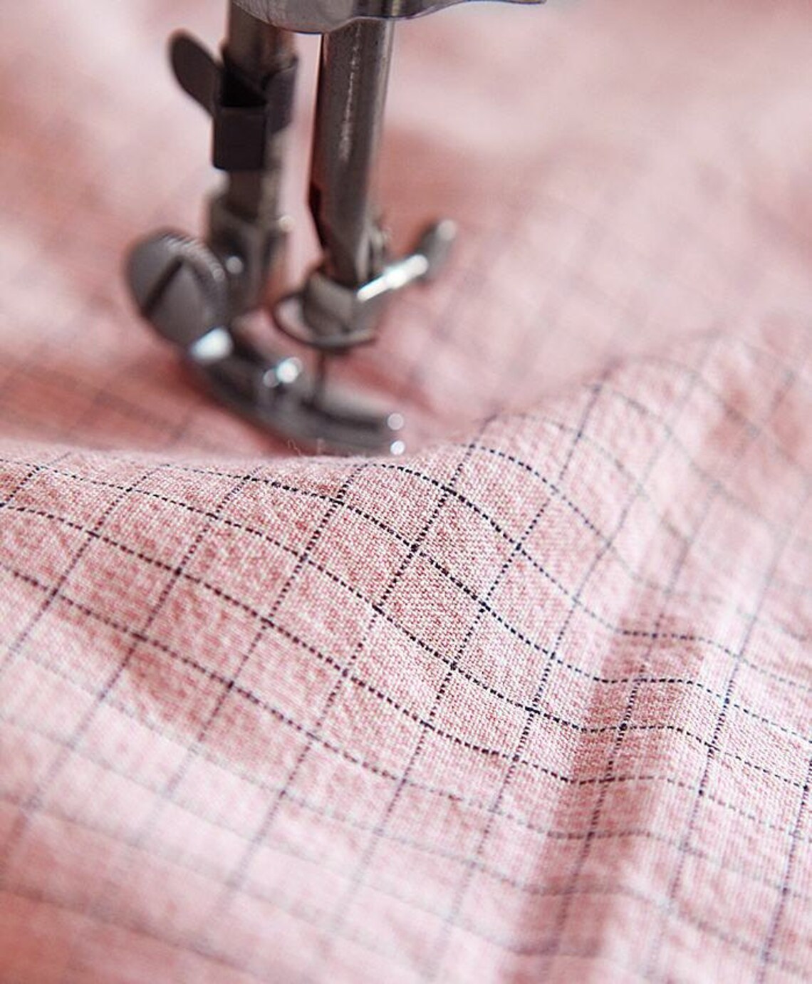 Prewashed Cotton Fabric Check Print Yellow or Pink by the | Etsy