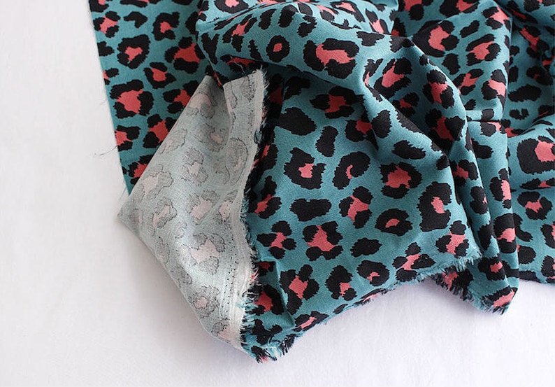 Leopard Print Cotton Fabric Beige Mint or Gray by the | Etsy