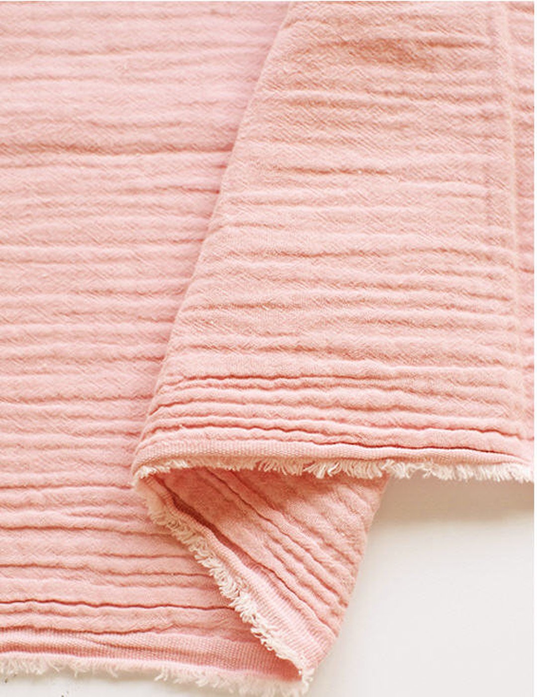 Pink Wrinkled Cotton Gauze, Double Gauze, Pink Gauze, Crinkle Gauze ...