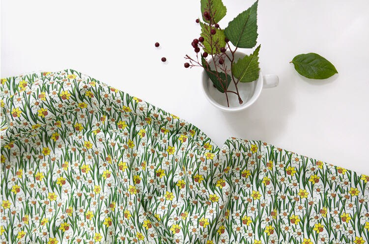 Daffodil Cotton Fabric Digital Printing by the Yard 85133 - Etsy