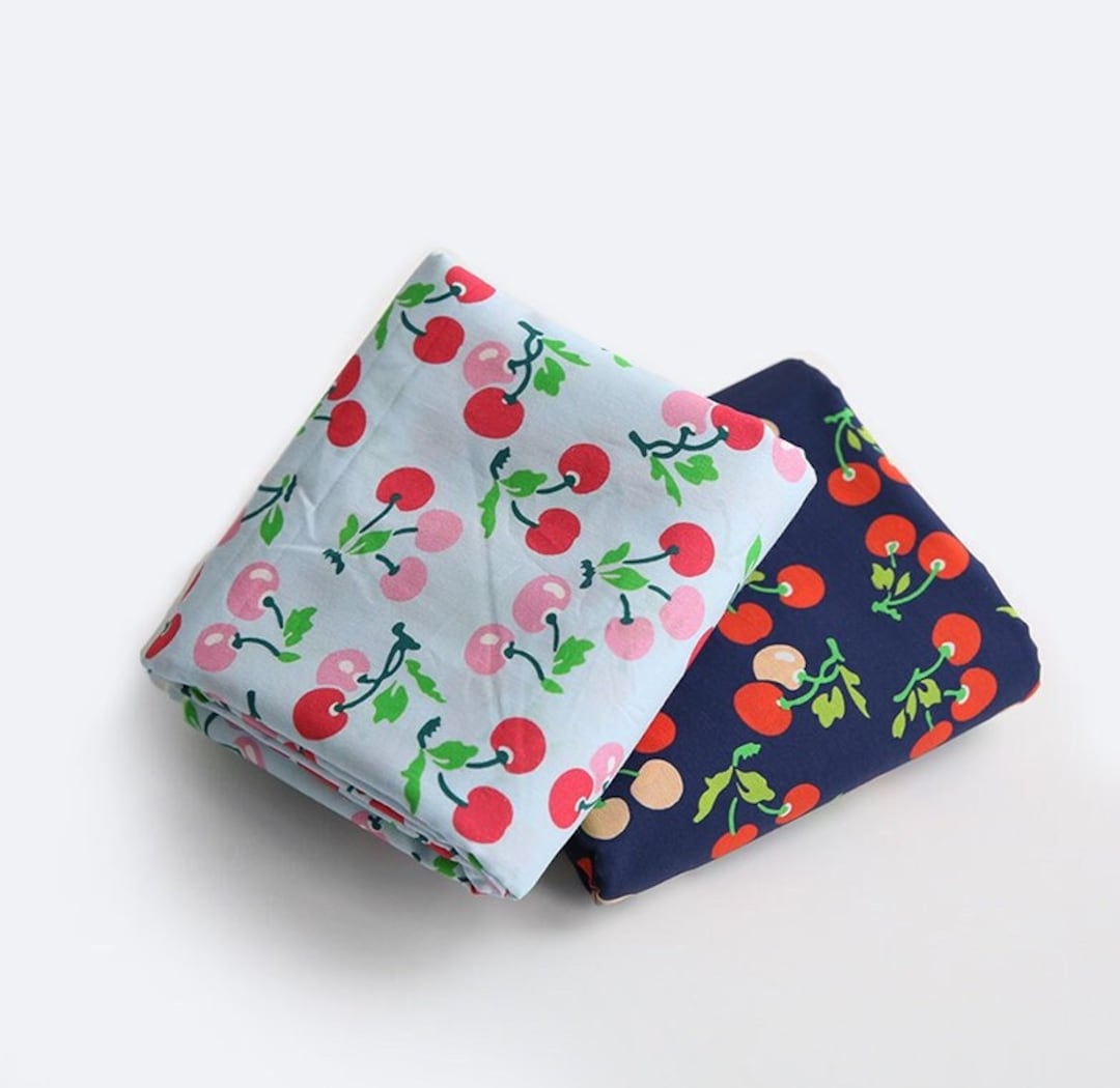 Semi-sheer Cherries Cotton Fabric - Lightweight and Thin Asa Fabric ...