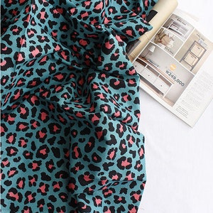 Leopard Print Cotton Fabric - Beige, Mint or Gray - by the Yard 105562 ...