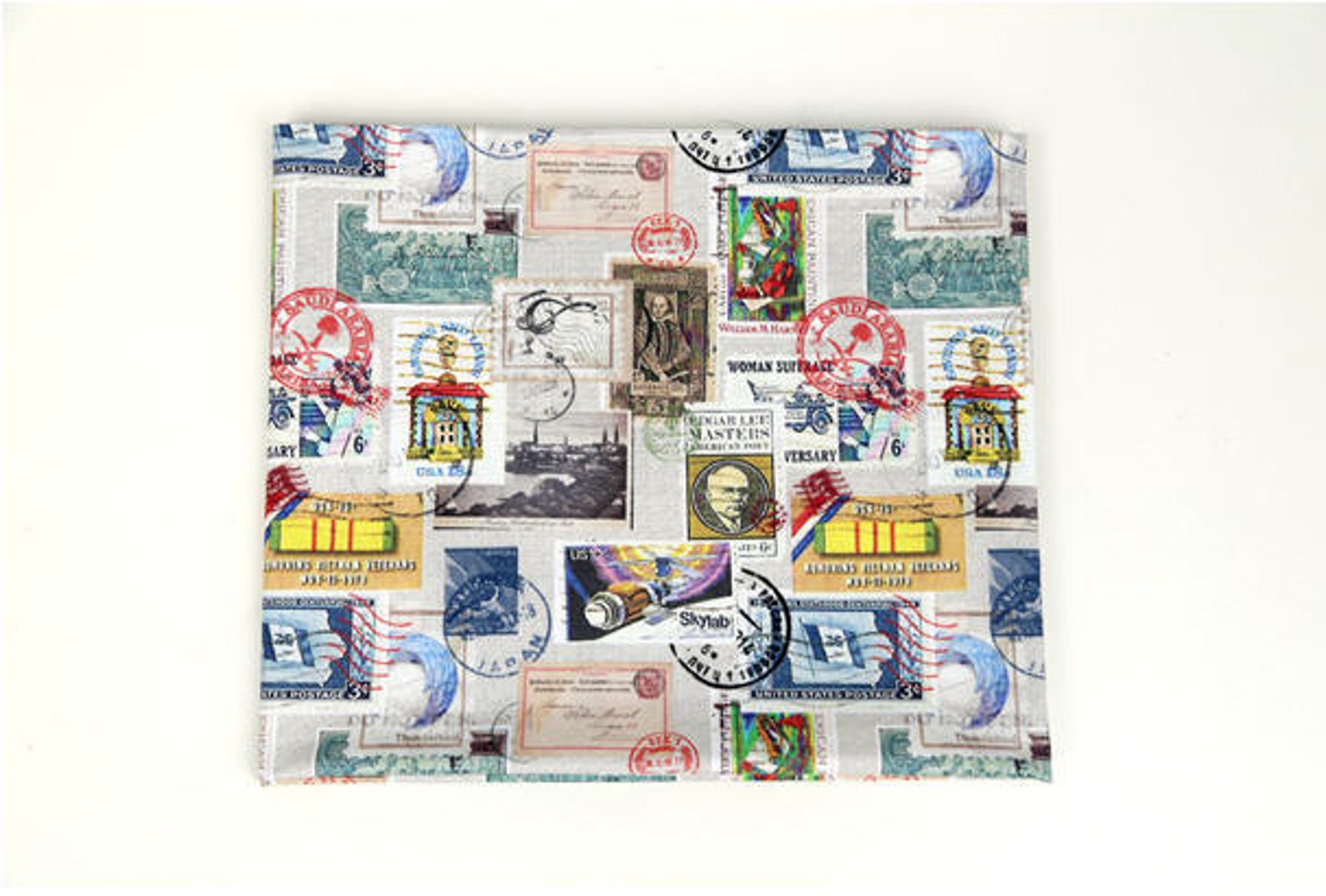 Vintage Postal Stamps Cotton Fabric Digital Printing Fabric - Etsy