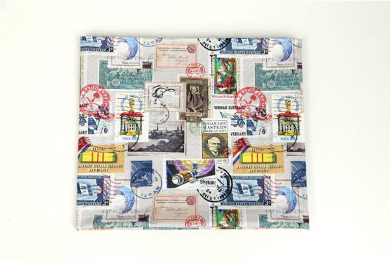 Vintage Postal Stamps Cotton Fabric Digital Printing Fabric - Etsy
