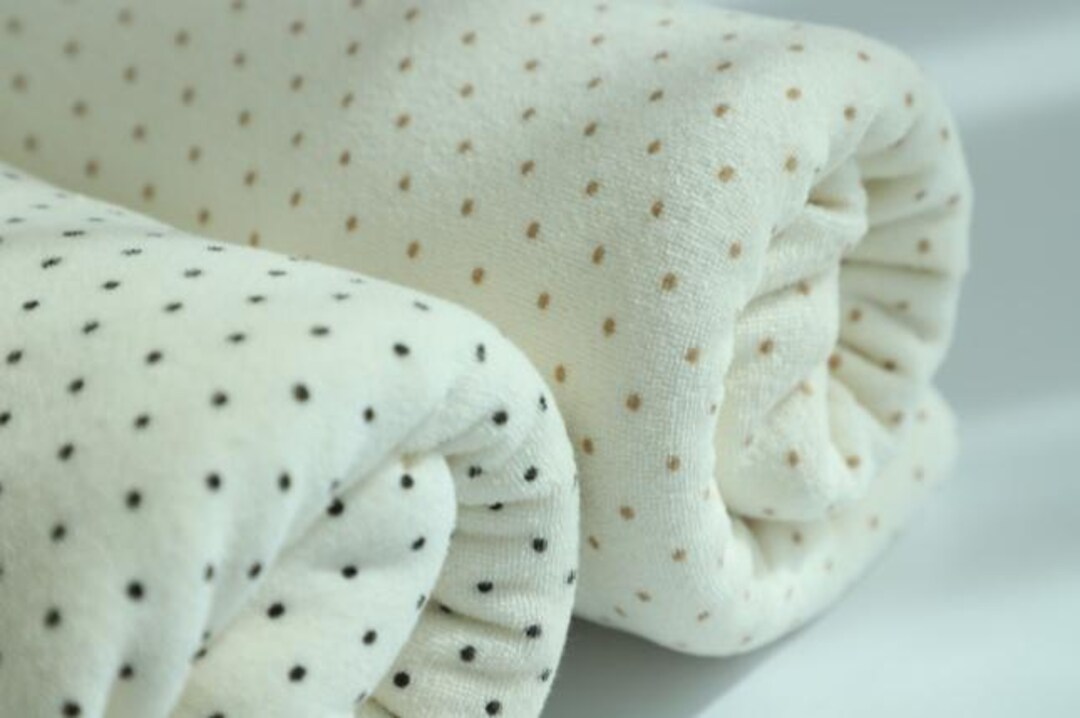 Mini Dots Terry Cloth Fabric, Cotton Polyester Terry Knit Fabric, Black ...