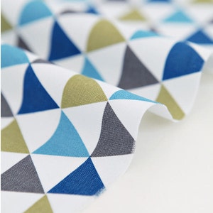 Triangles Oxford Cotton Fabric - Green Blue or Brown Black - Geometric ...