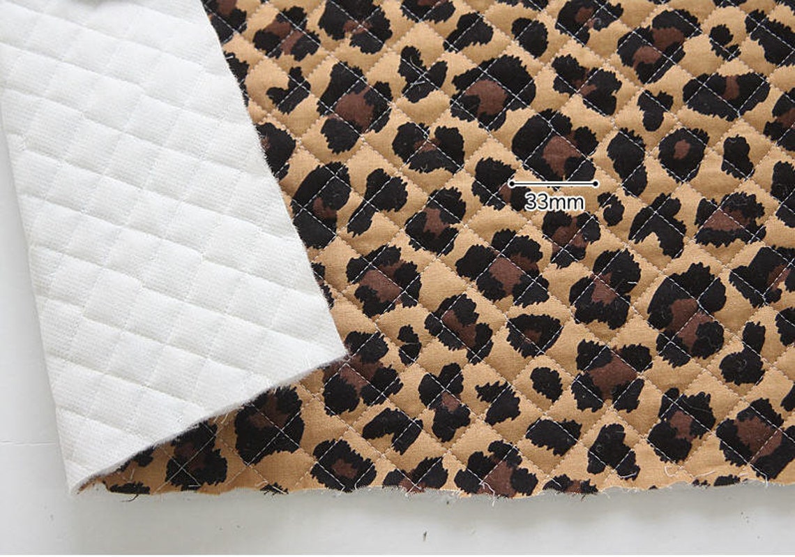 Quilted Leopard Print Cotton Fabric Beige or Gray Fabric - Etsy