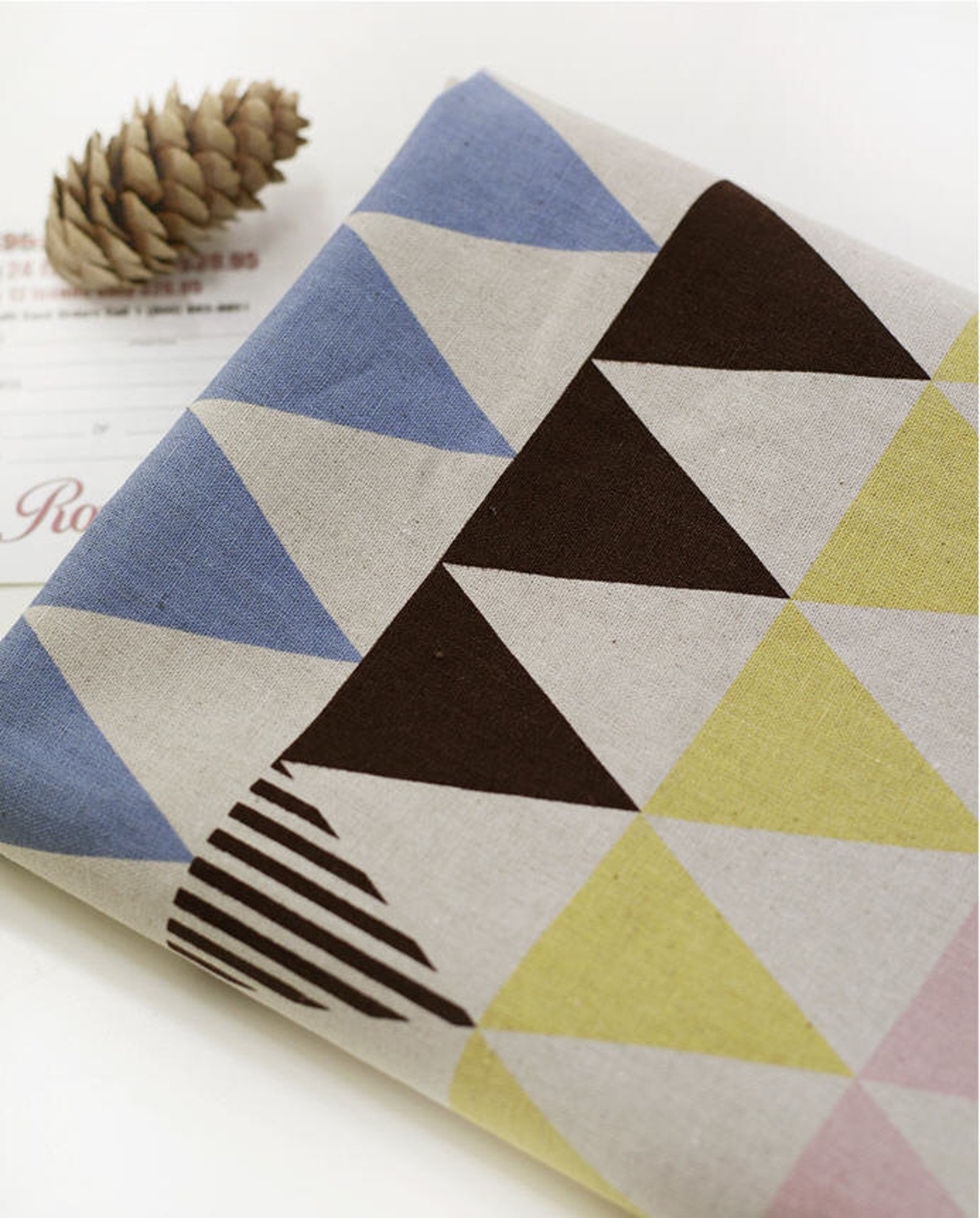 Cotton Linen Pastel Triangles Geometric by the Yard 59 X - Etsy