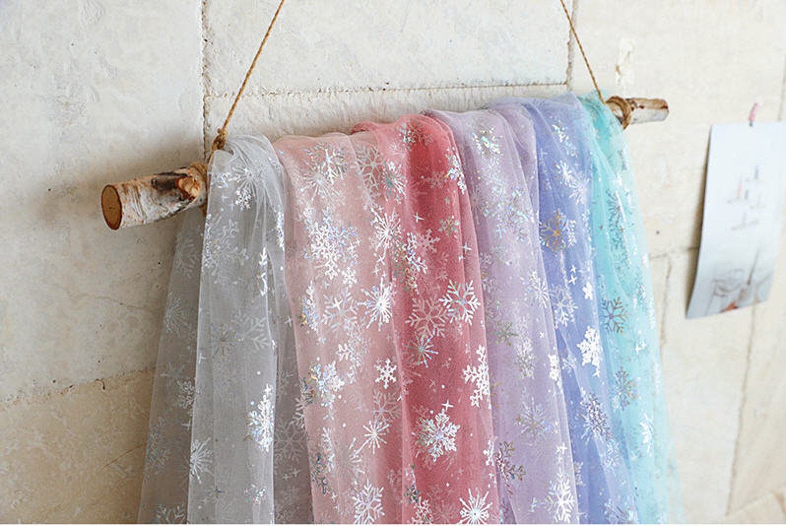 Snowflakes Mesh Fabric, Make Frozen Queen Elsa Dress - 57" Wide White ...
