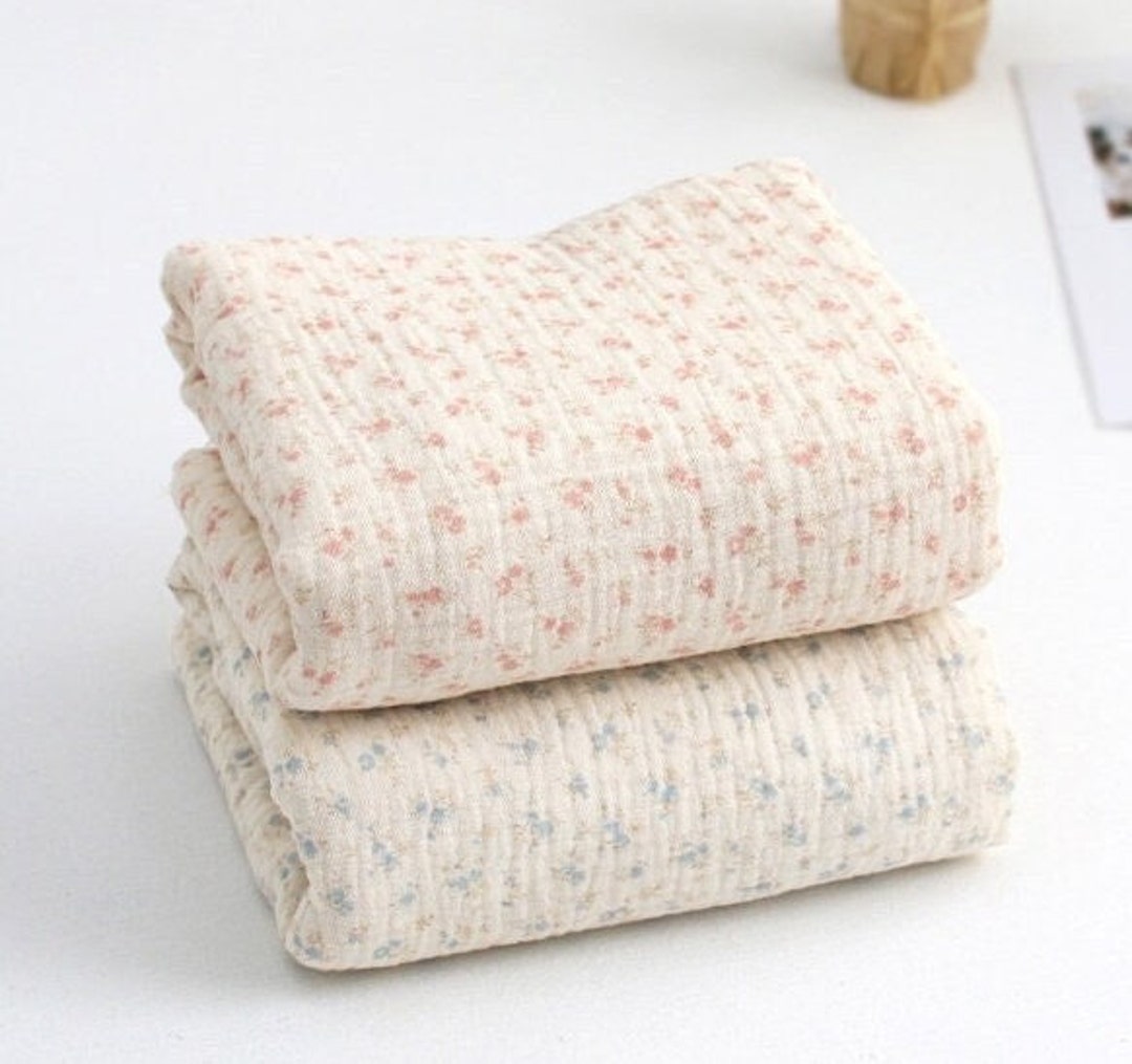 Muslin Wrinkled Cotton Double Gauze Fabric, Muslin Gauze Small Flowers ...