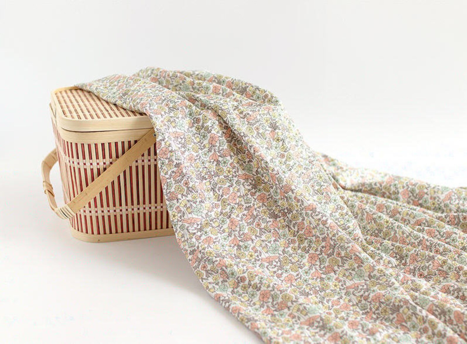 Flowers Cotton Double Gauze Fabric, Floral Gauze Fabric, Two Layers ...