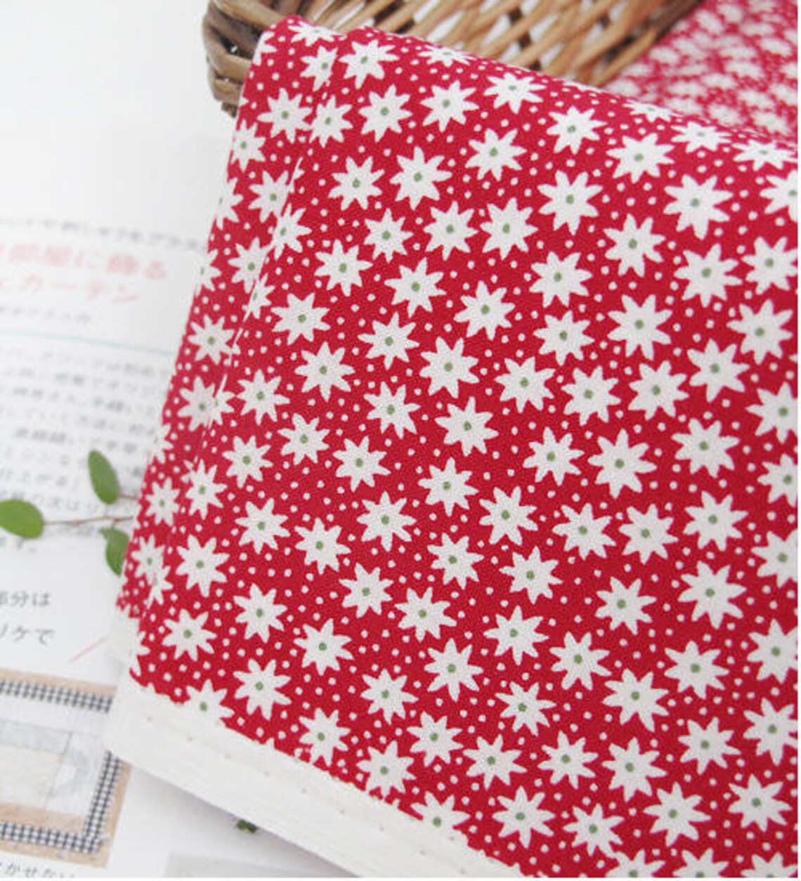 Red Cotton Fabric Flowers Polka Dots Plaid or Solid by - Etsy