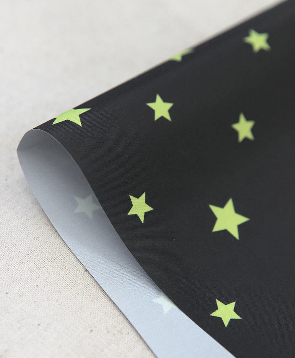 Waterproof Fabric Green Stars on Black by the Yard 47788 - Etsy