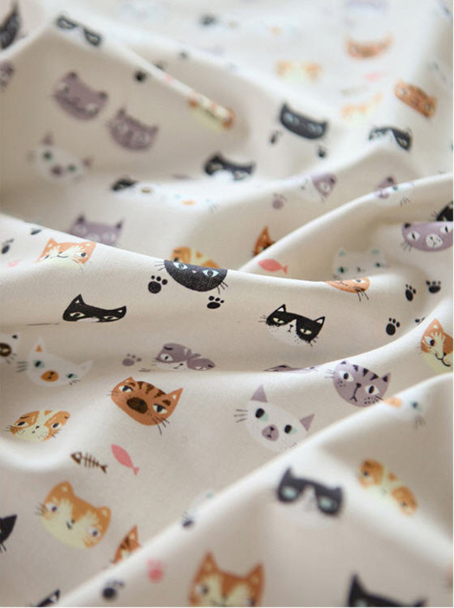 Cats Cotton Fabric Meow Meow by the Yard 85472 - Etsy