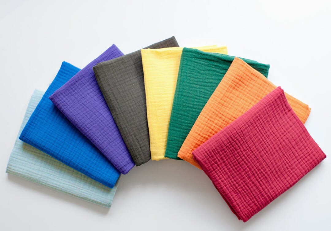 Wrinkled Gauze, Triple Gauze, Crinkle Gauze - Sky, Blue, Purple ...