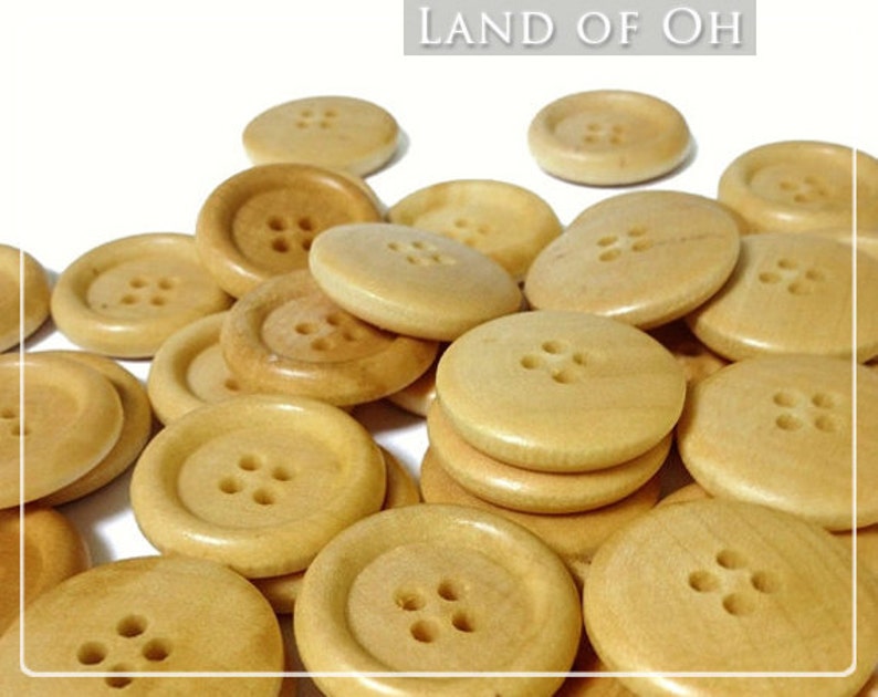 10 Buttons 1 Inch Wooden Buttons With 4 Holes | Etsy