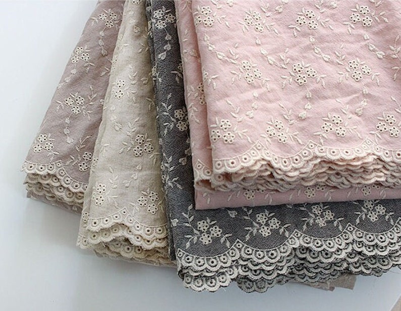 Embroidery Cotton Fabric Bio-washed Cotton Fabric Eyelet - Etsy