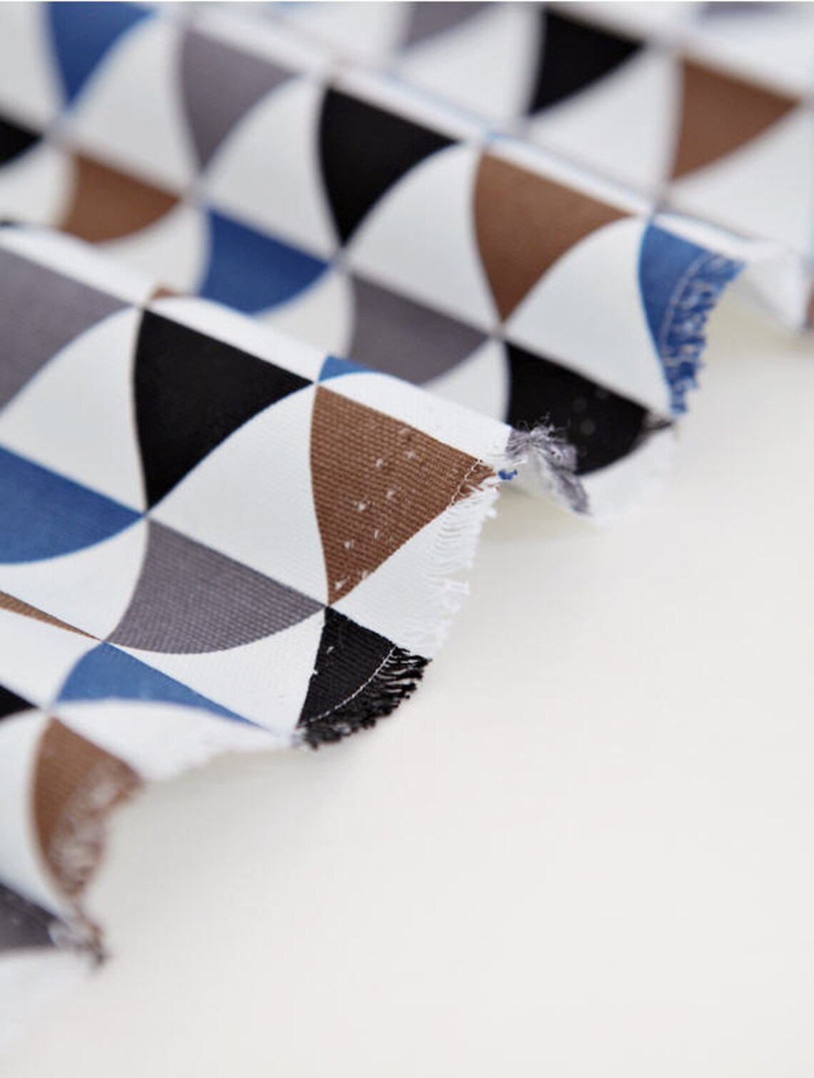 Triangles Oxford Cotton Fabric Green Blue or Brown Black | Etsy