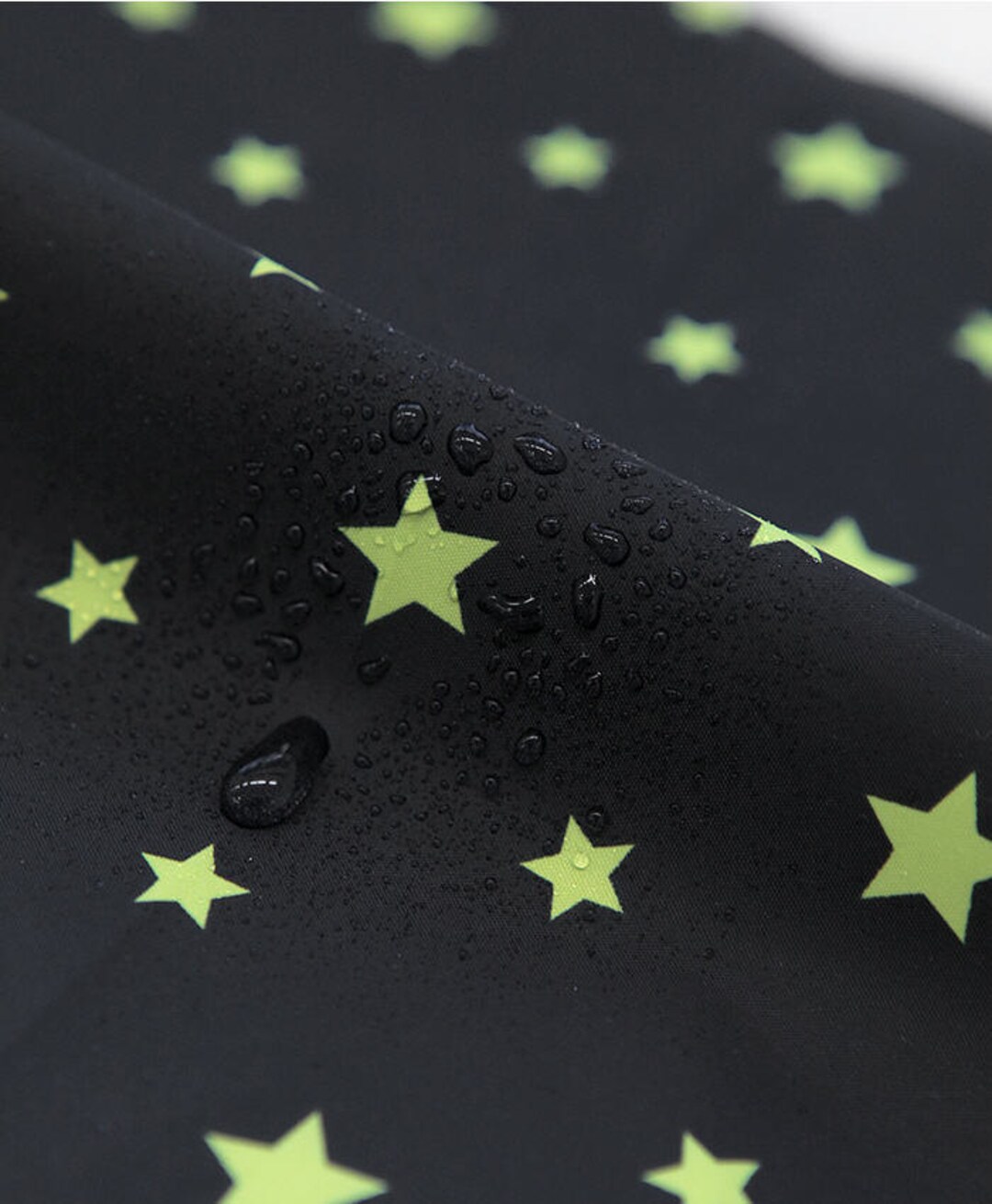 Waterproof Fabric Green Stars on Black by the Yard 47788 - Etsy