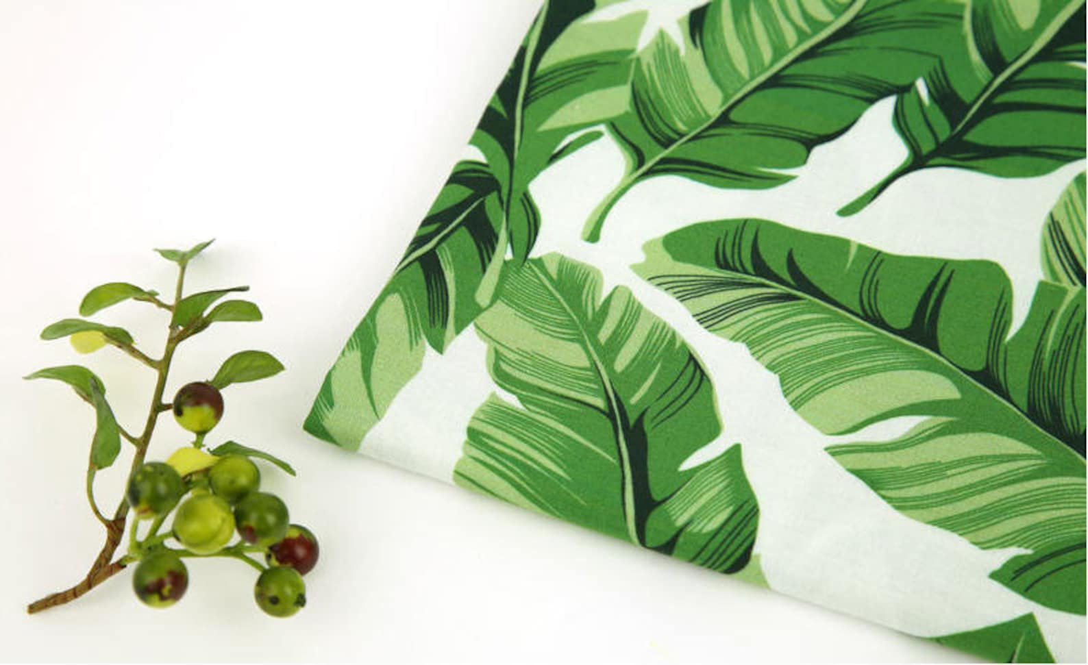 Green Leaves Cotton Fabric by the Yard 101160 | Etsy