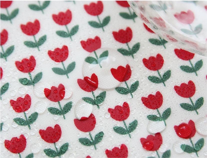 Laminated Cotton Fabric Red Tulip 44 Wide By the | Etsy
