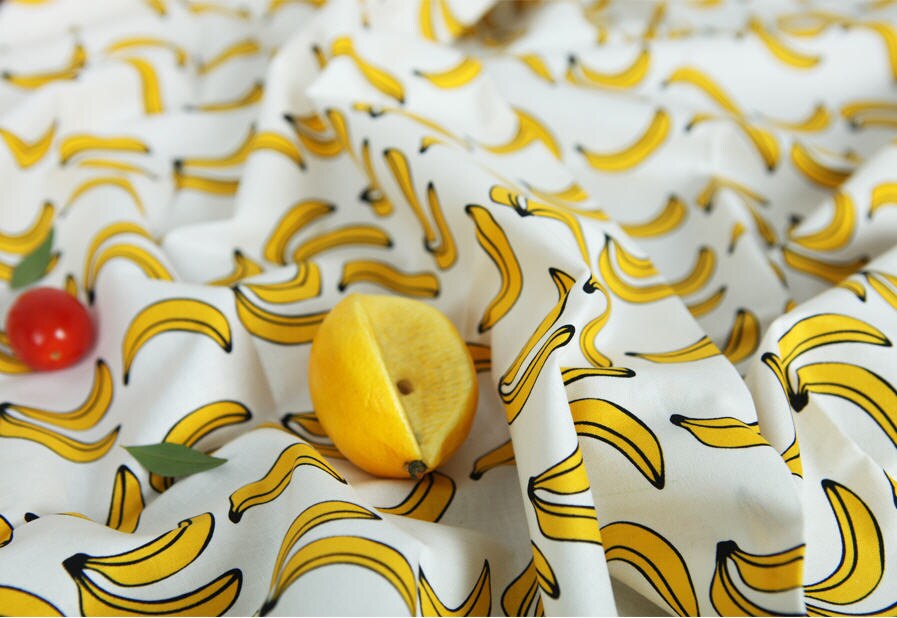 Banana Cotton Fabric White By the Yard 82904 | Etsy