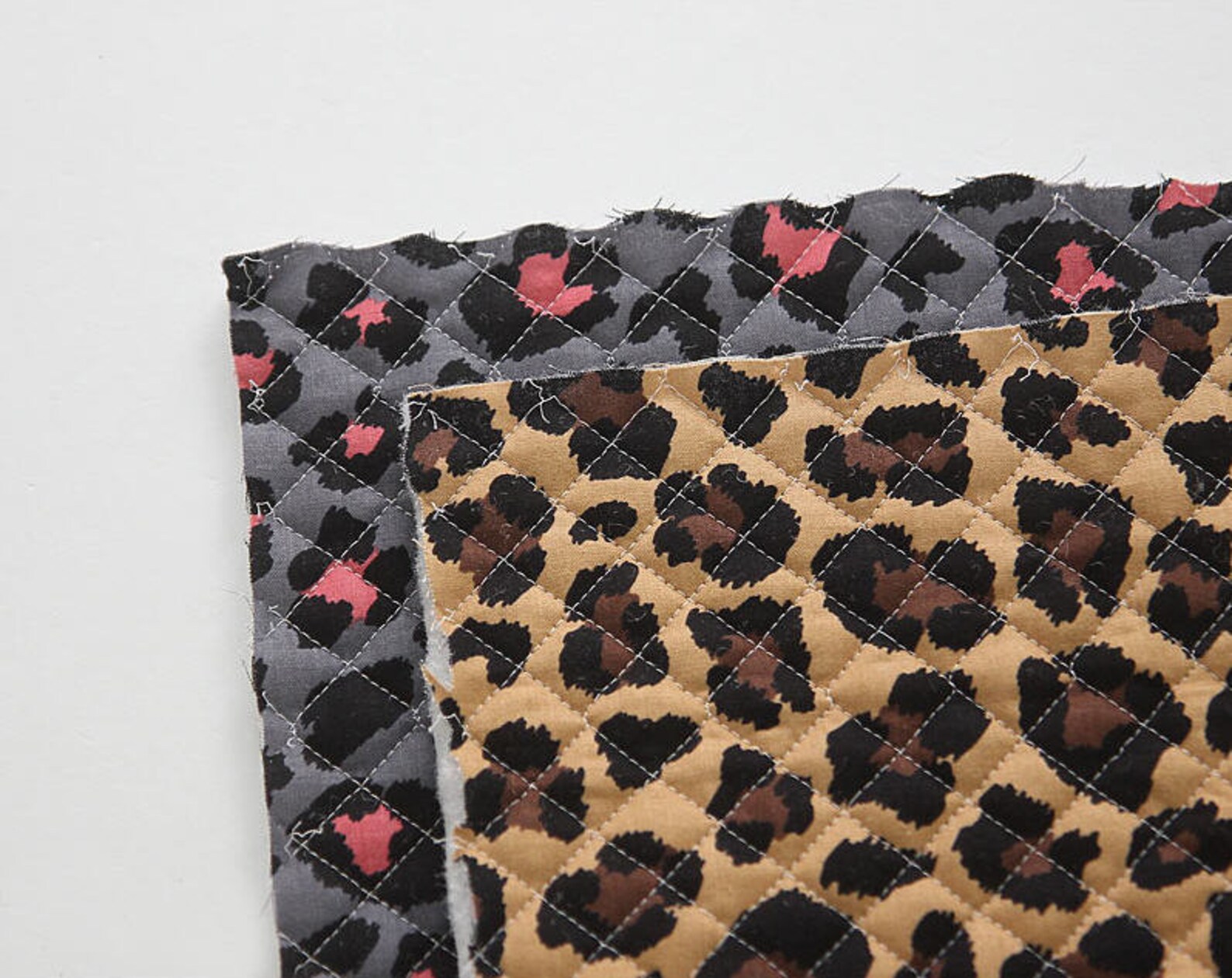 Quilted Leopard Print Cotton Fabric Beige or Gray Fabric - Etsy