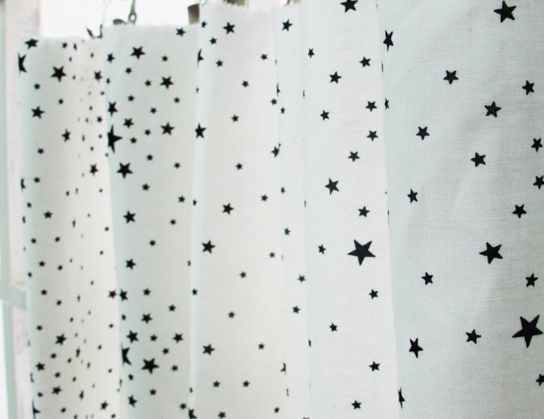 Stars Cotton Fabric Black Stars or White Stars by the Yard - Etsy