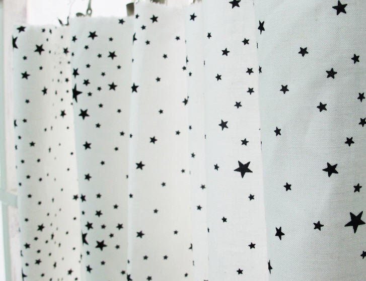 Stars Cotton Fabric Black Stars or White Stars by the Yard - Etsy