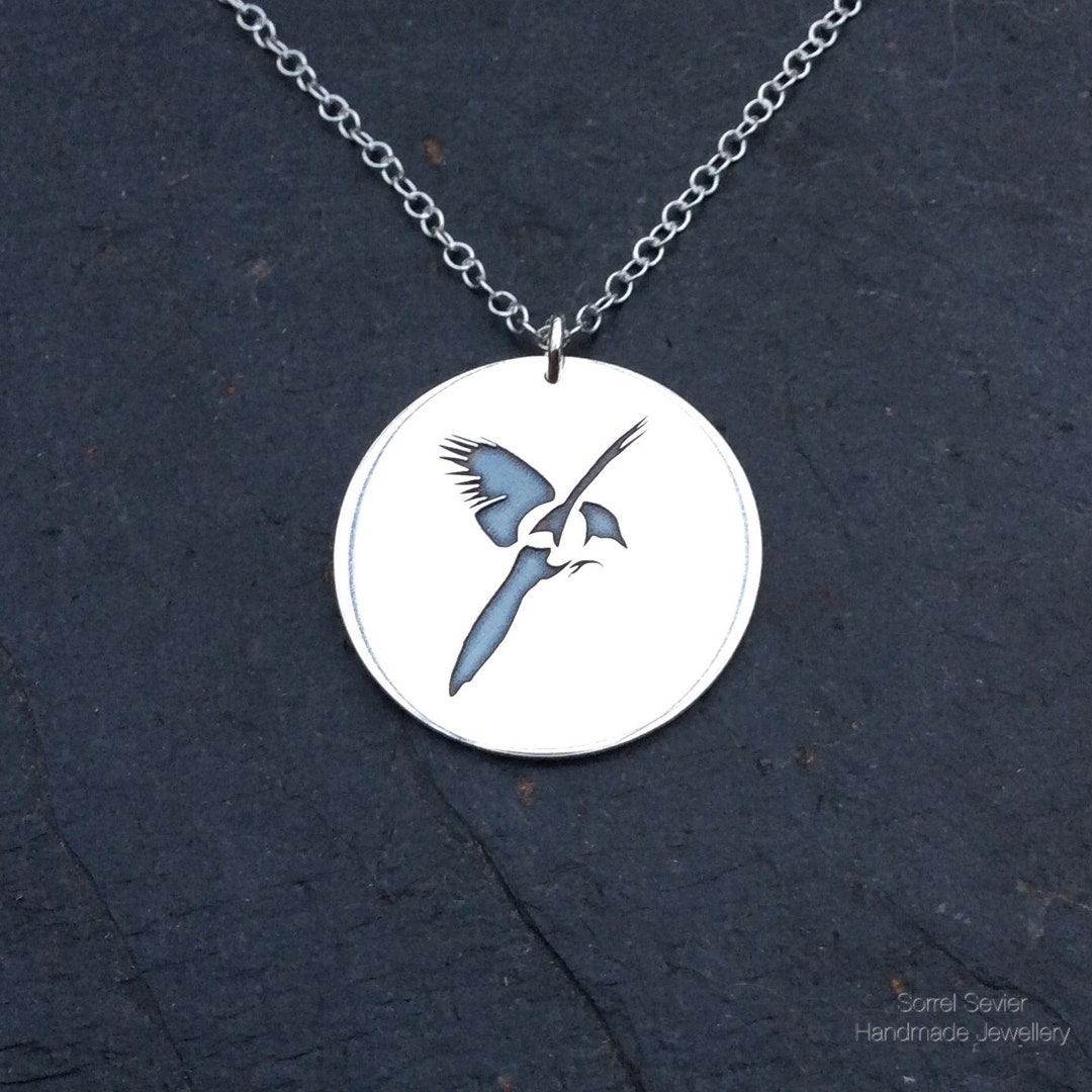 Sterling Silver Magpie in Flight Pendant Necklace, Silver Magpie, Bird ...