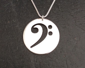 Silver Bass Clef Necklace Sterling Silver Bass Clef Charm on a Delicate ...