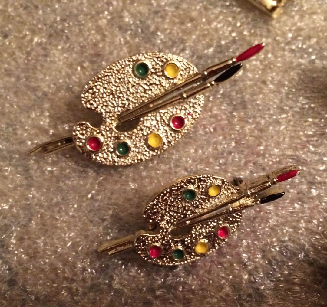 1960s GERRYS Enameled Artist Pallete Pin Set - Etsy