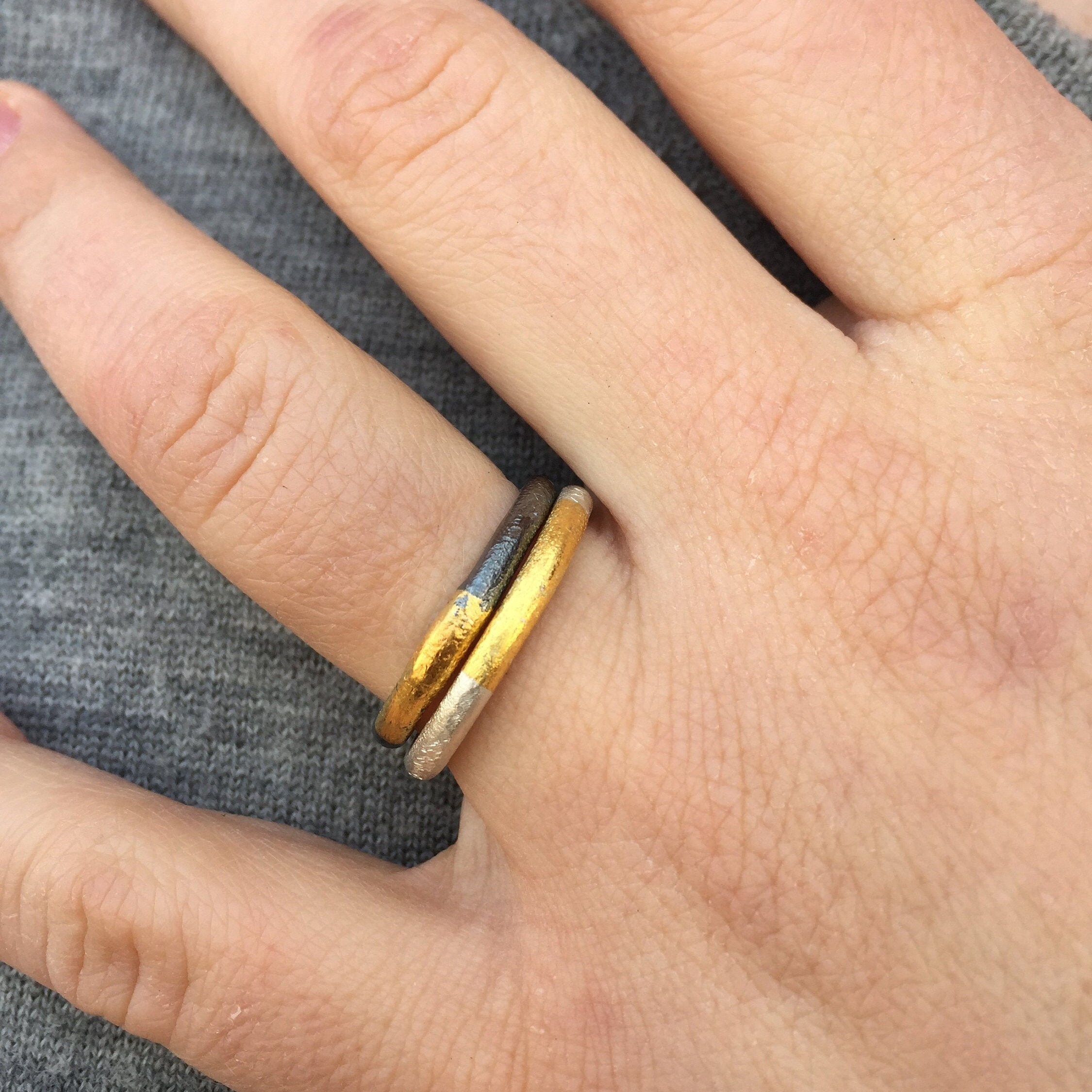 Gold and Silver Rings // Keum Boo Rings // Contemporary - Etsy