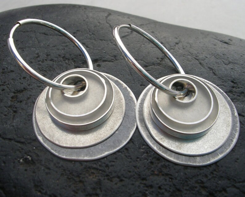 Silver Hoop Earrings//Interchangable Circle | Etsy