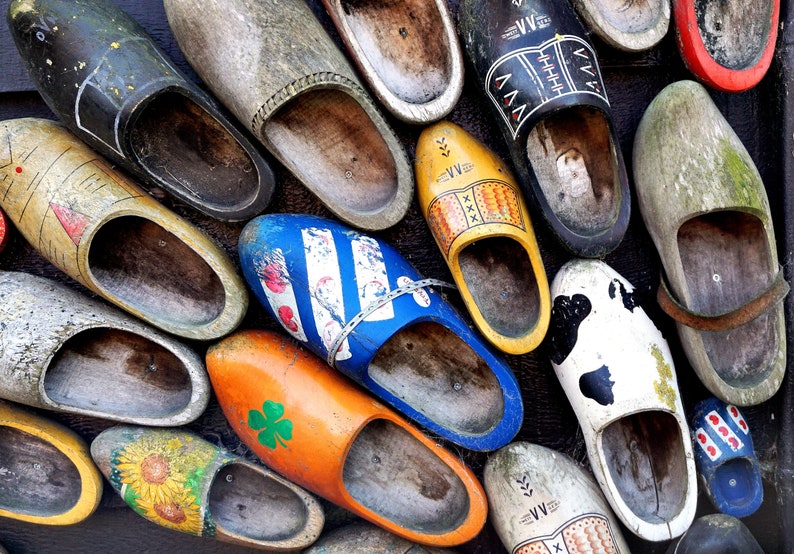 Amsterdam Wooden Dutch Clogs Shoes Fine Art Print Wall Art | Etsy