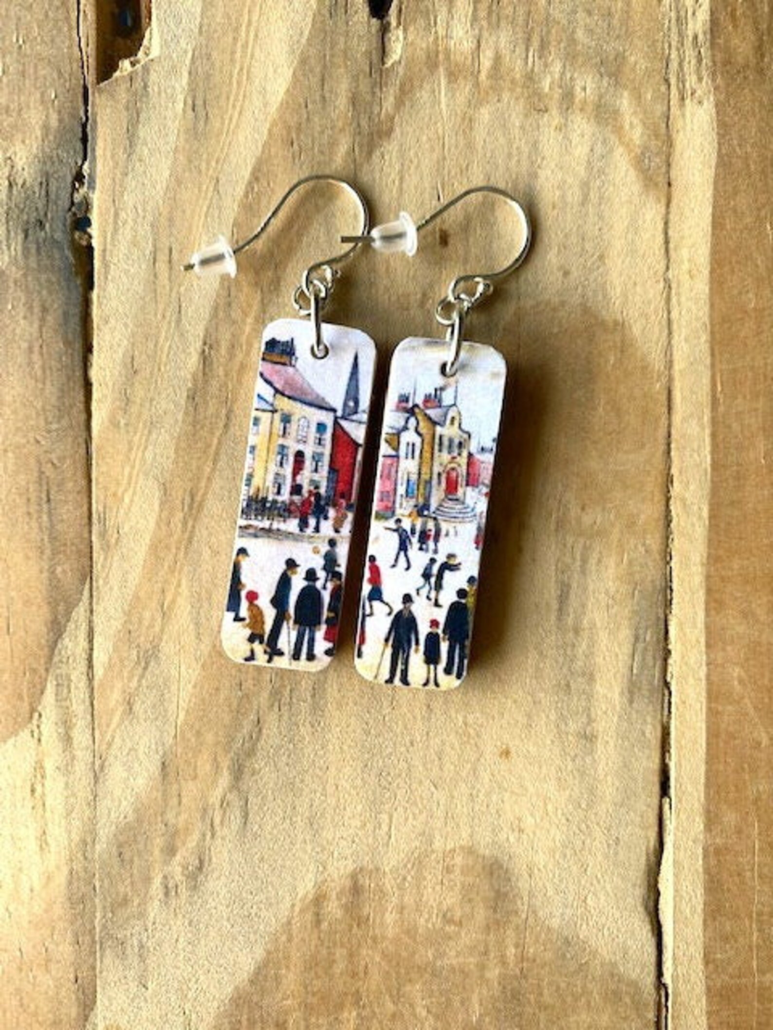 Lowry People Standing About Earrings Art Print DOUBLE SIDED - Etsy