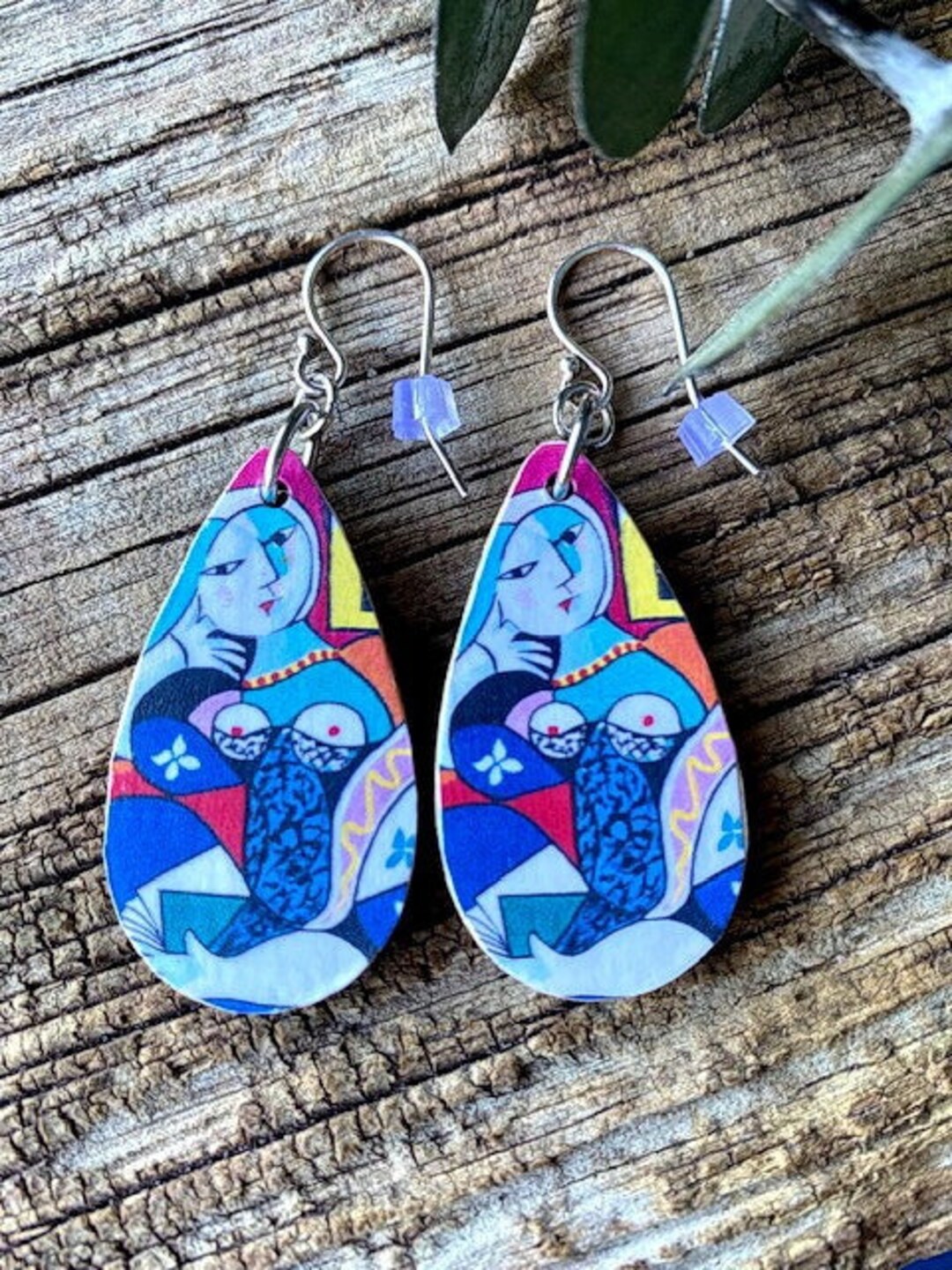 Pablo Picasso Earrings, REVERSIBLE, Lightweight Wood, Sterling or ...