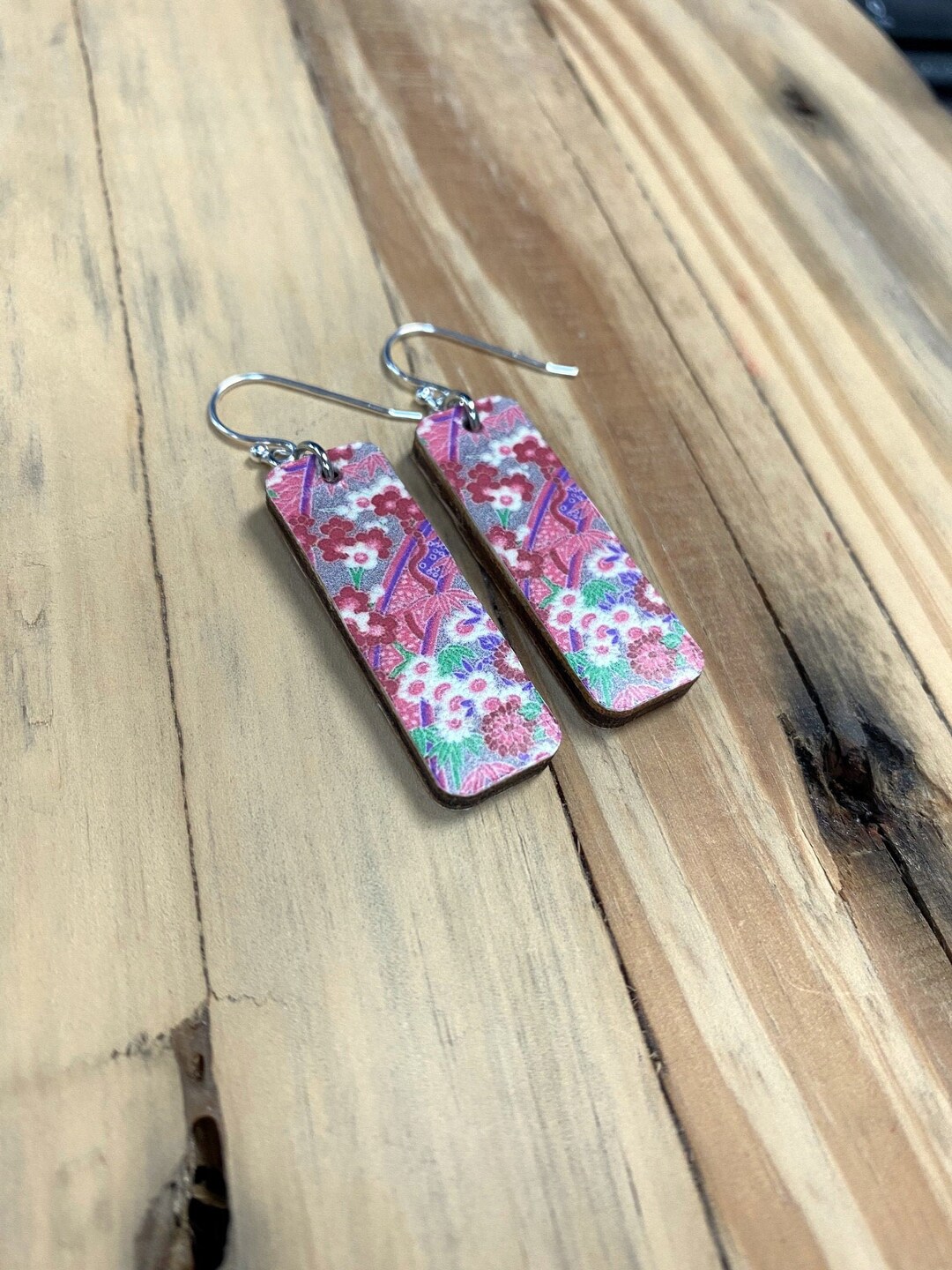 Japanese Vintage Yuzen Cherry Blossom Print, Wood Pendant, Japan ...