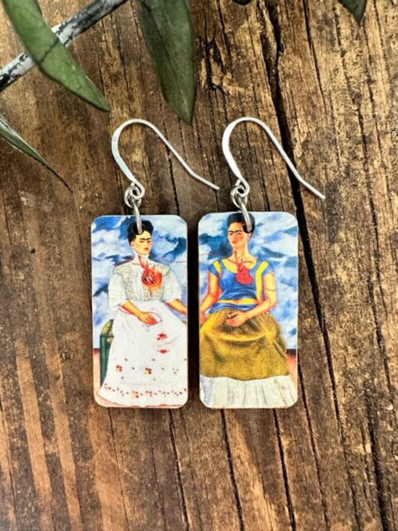 Frida Kahlo Earrings, the Two Fridas, REVERSIBLE, Sterling or Stainless ...