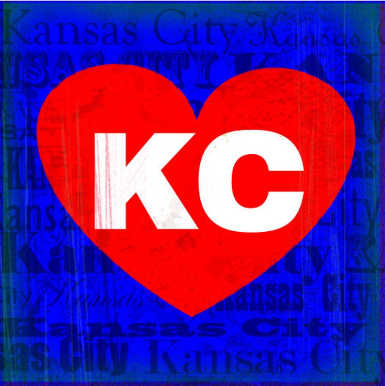 Kansas City Coaster Collection: Heart KC on Blue - Etsy