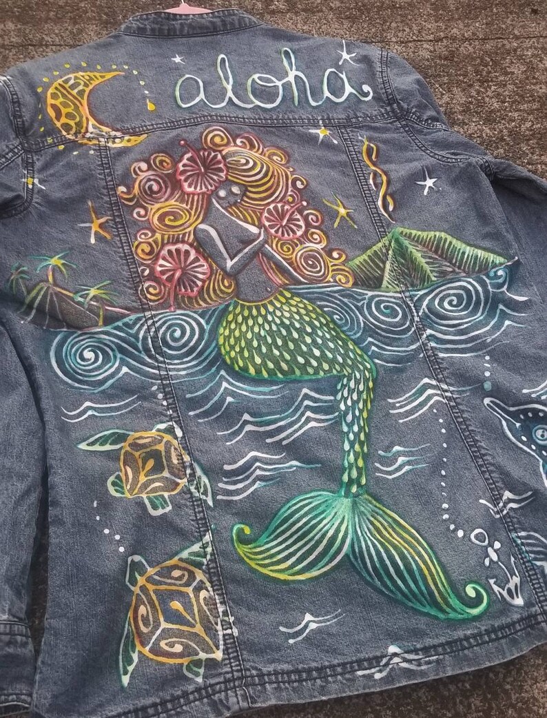 Mermaid Denim Jacket Available for Custom Order - Etsy