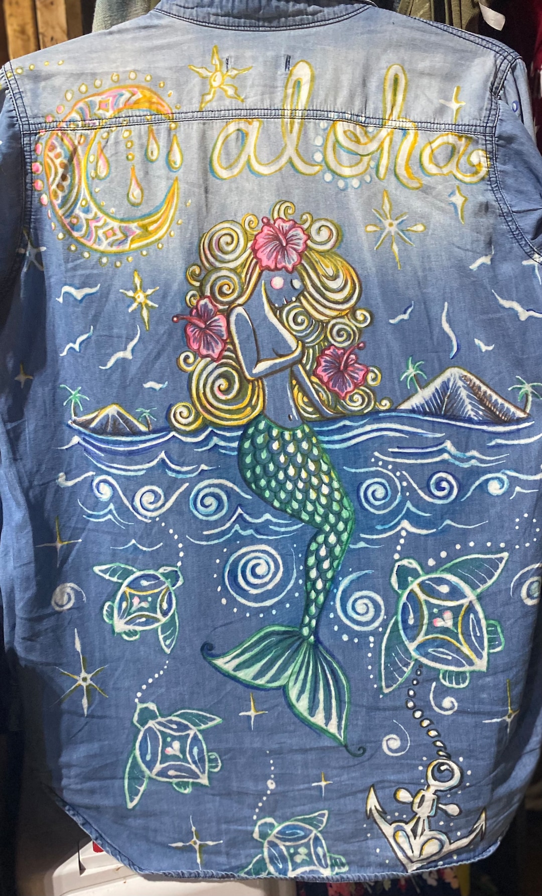 Mermaid Denim Jacket Available for Custom Order - Etsy