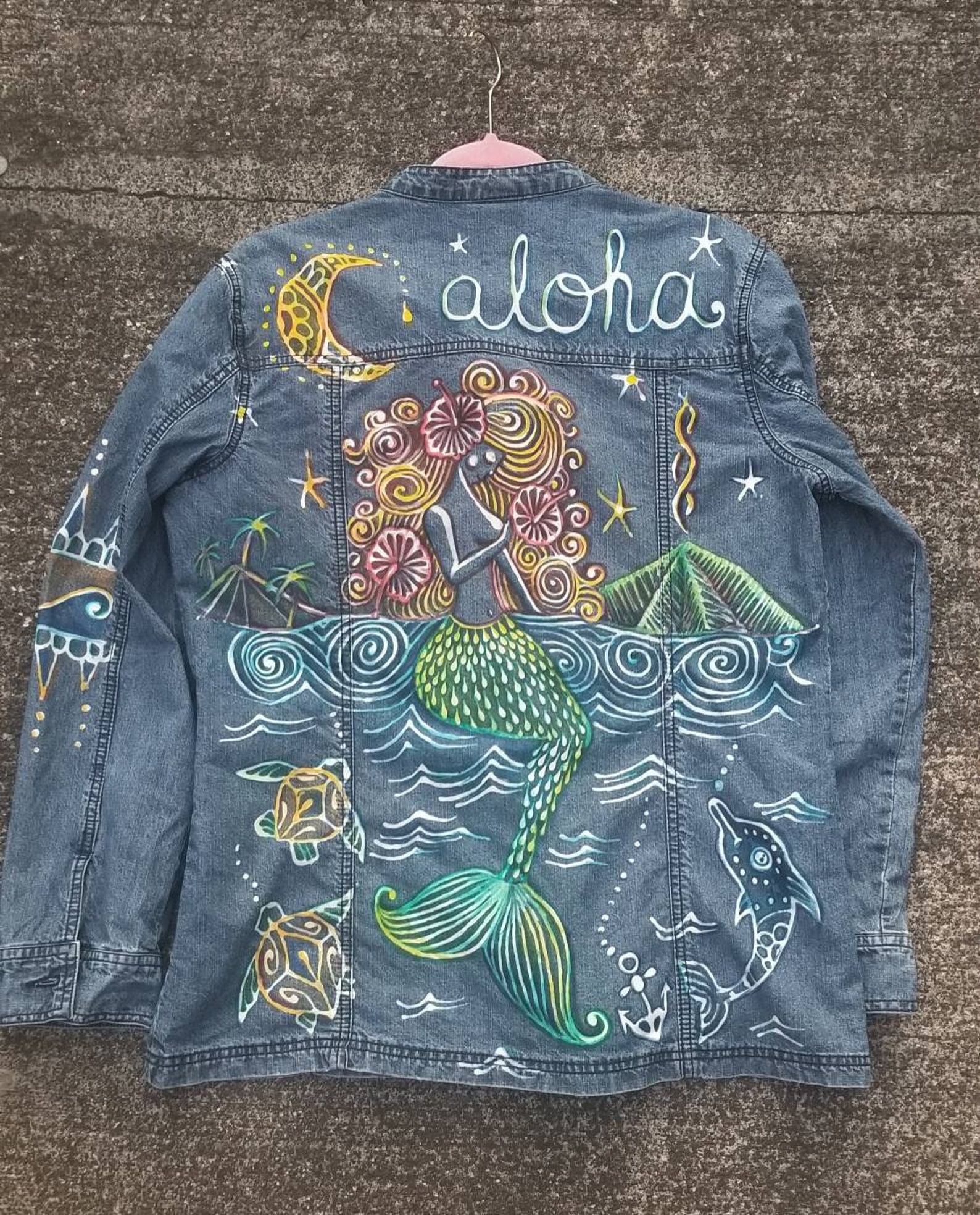 Mermaid Denim Jacket Available for Custom Order - Etsy