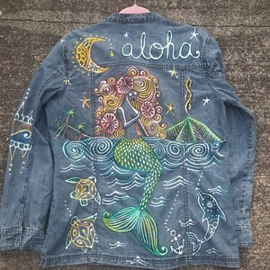 Mermaid Denim Jacket Available for Custom Order - Etsy