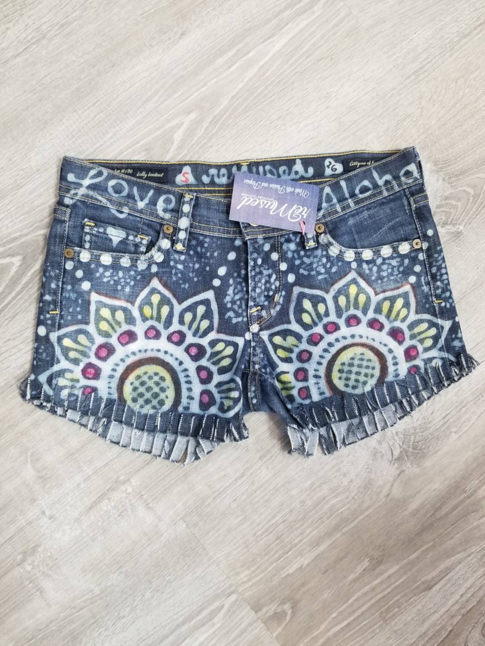 Remused Upcycled Shorts With Colorful Lotus Mandala Design - Etsy