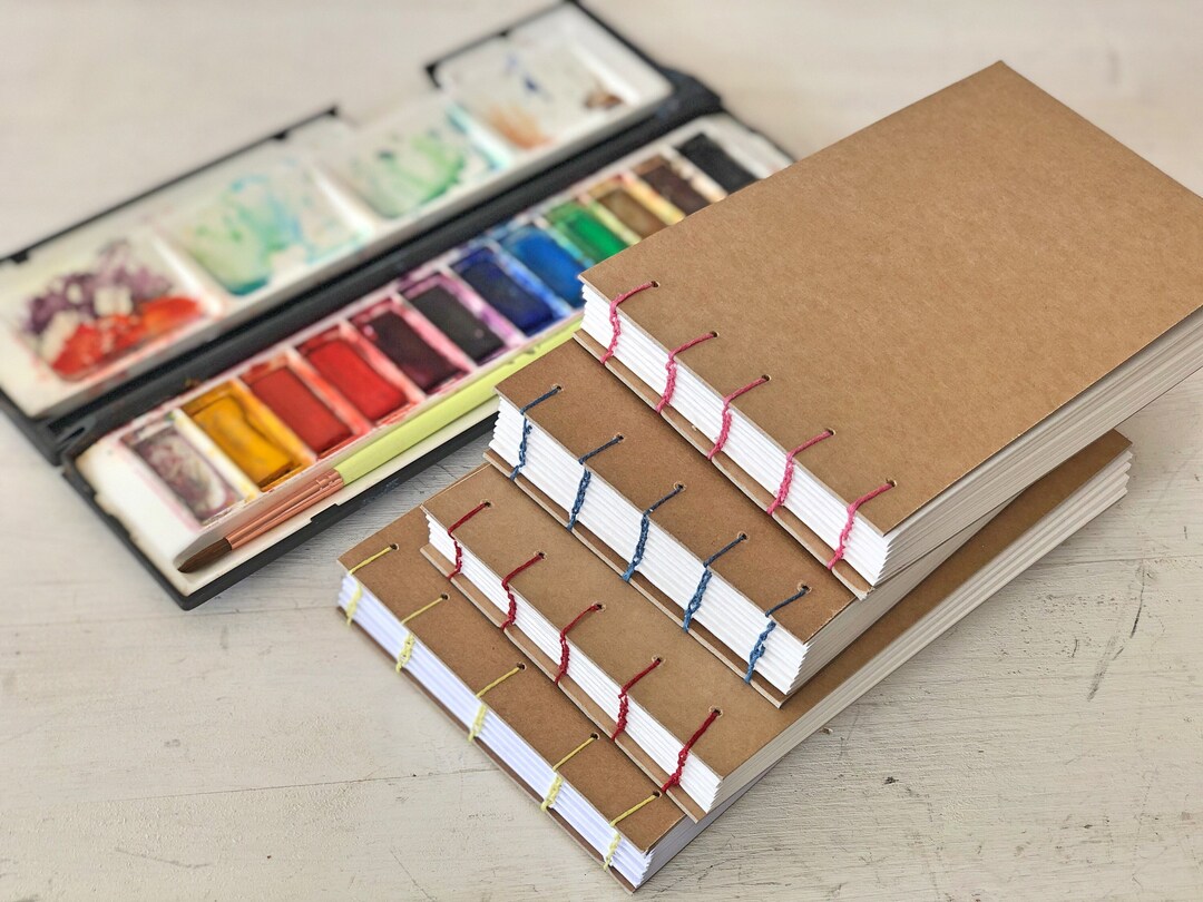 Pocket Watercolor Journals With 140lb Mixed Media Paper, Hardcover Open ...
